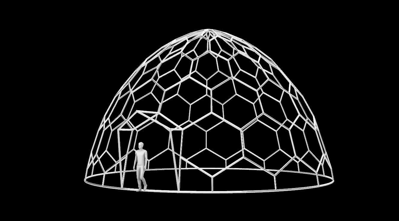 Hexagonal Dome structure Geodoesic Like Wireframe 3D model | CGTrader