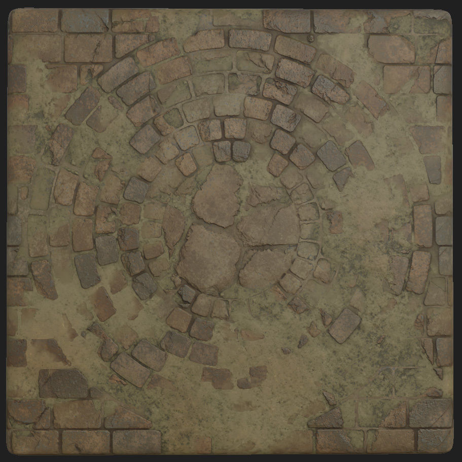 Texture Radial Sidewalk with sewer hatch VR / AR / low-poly | CGTrader
