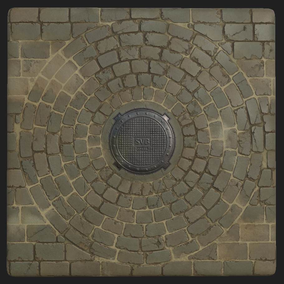 Texture Radial Sidewalk with sewer hatch VR / AR / low-poly | CGTrader