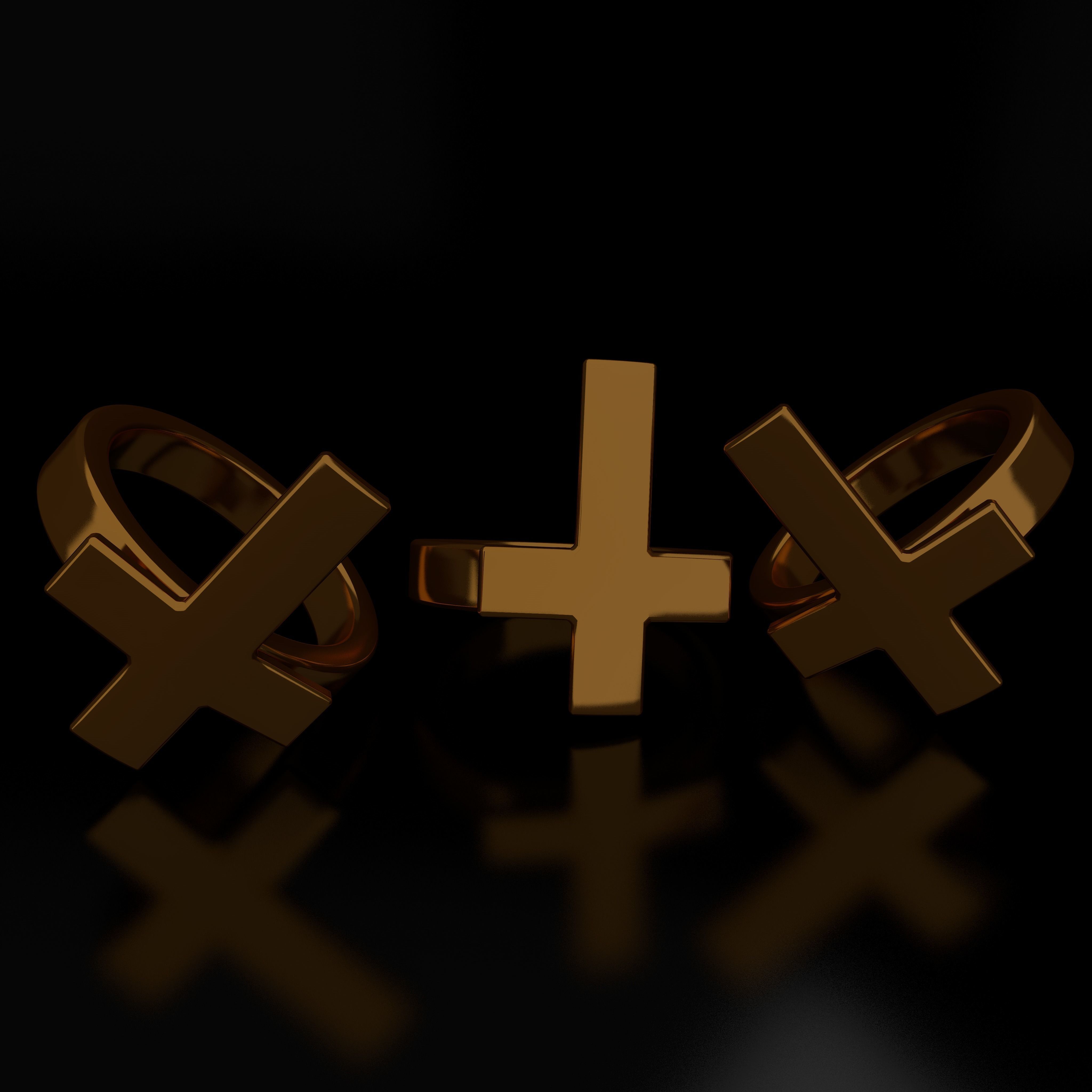 Gold Saint Peter cross ring 3D model | CGTrader