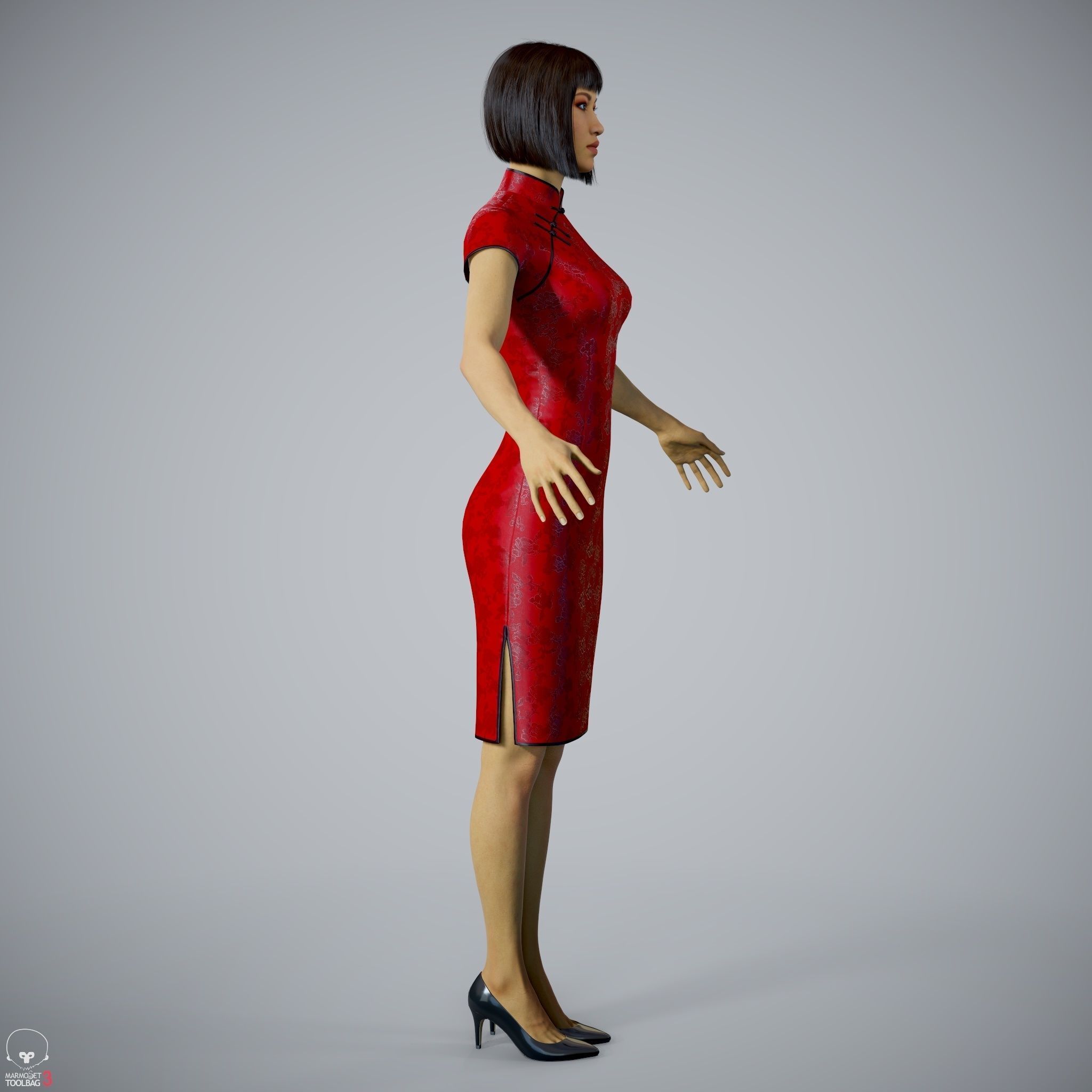 3D model Female Character - Iva - Chinese Dress VR / AR / low-poly ...