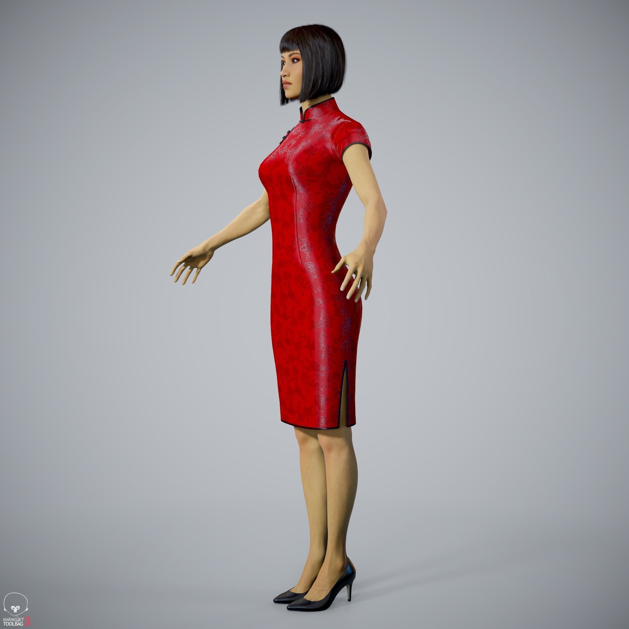 3D model Female Character - Iva - Chinese Dress VR / AR / low-poly ...