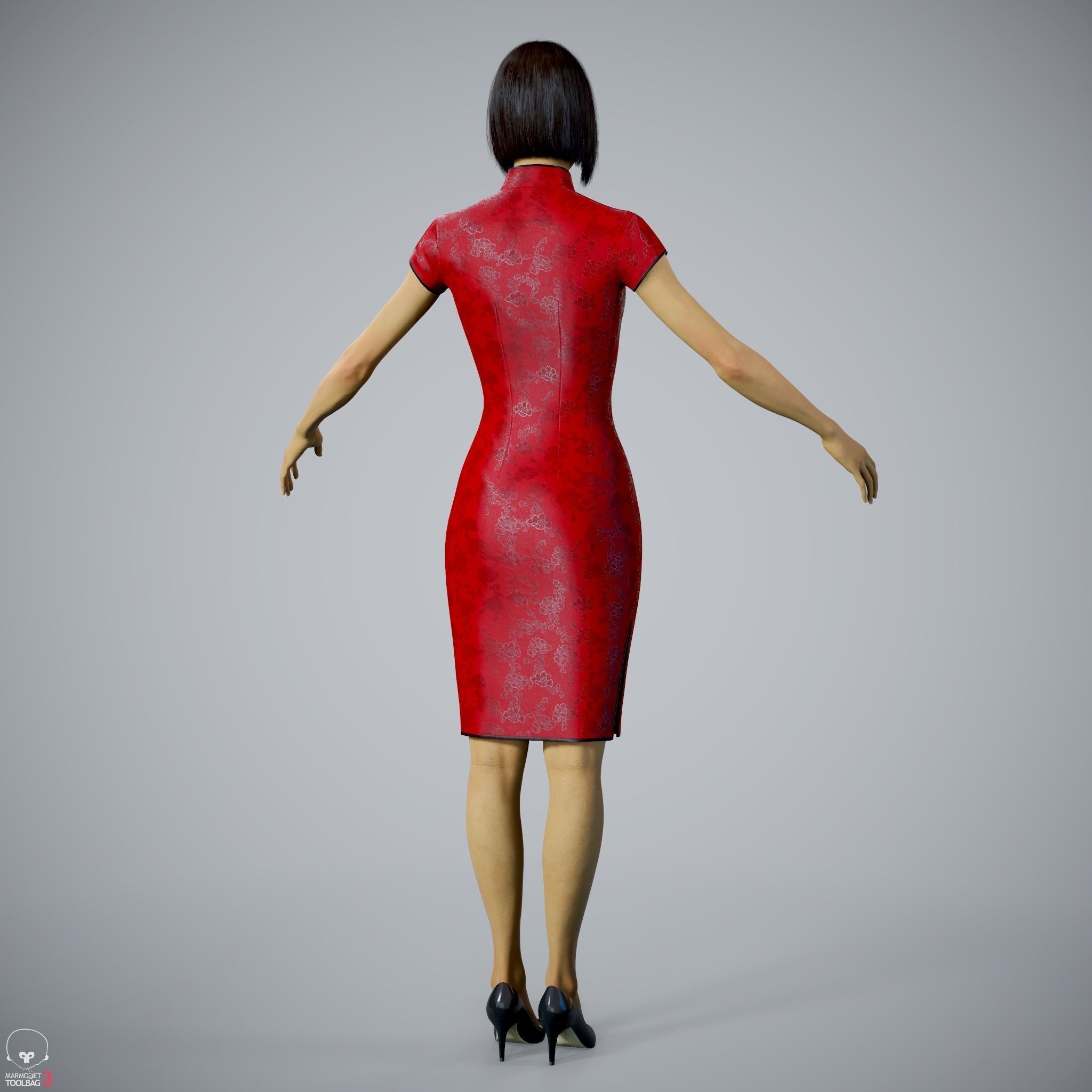 3D model Female Character - Iva - Chinese Dress VR / AR / low-poly ...