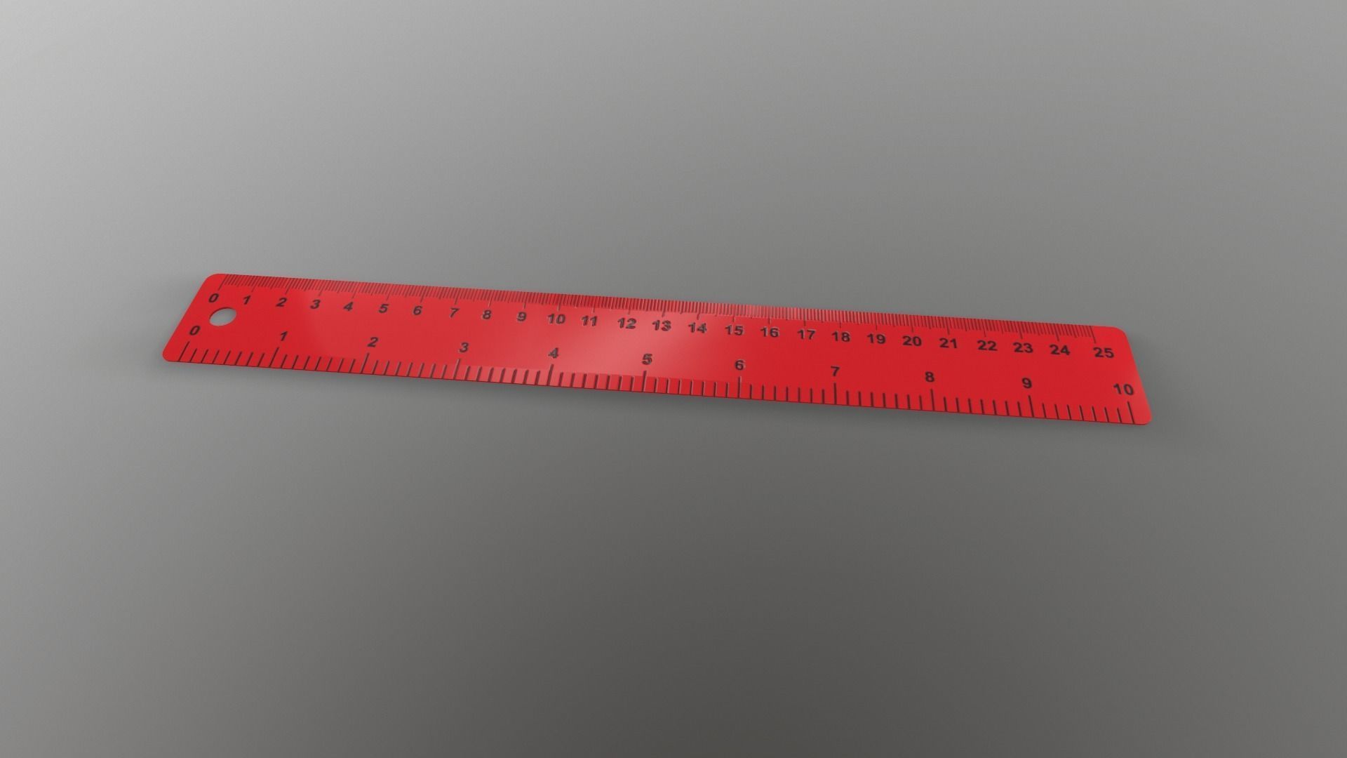 3D model Red plastic ruler Low-poly 3D model PBR VR / AR / low-poly ...