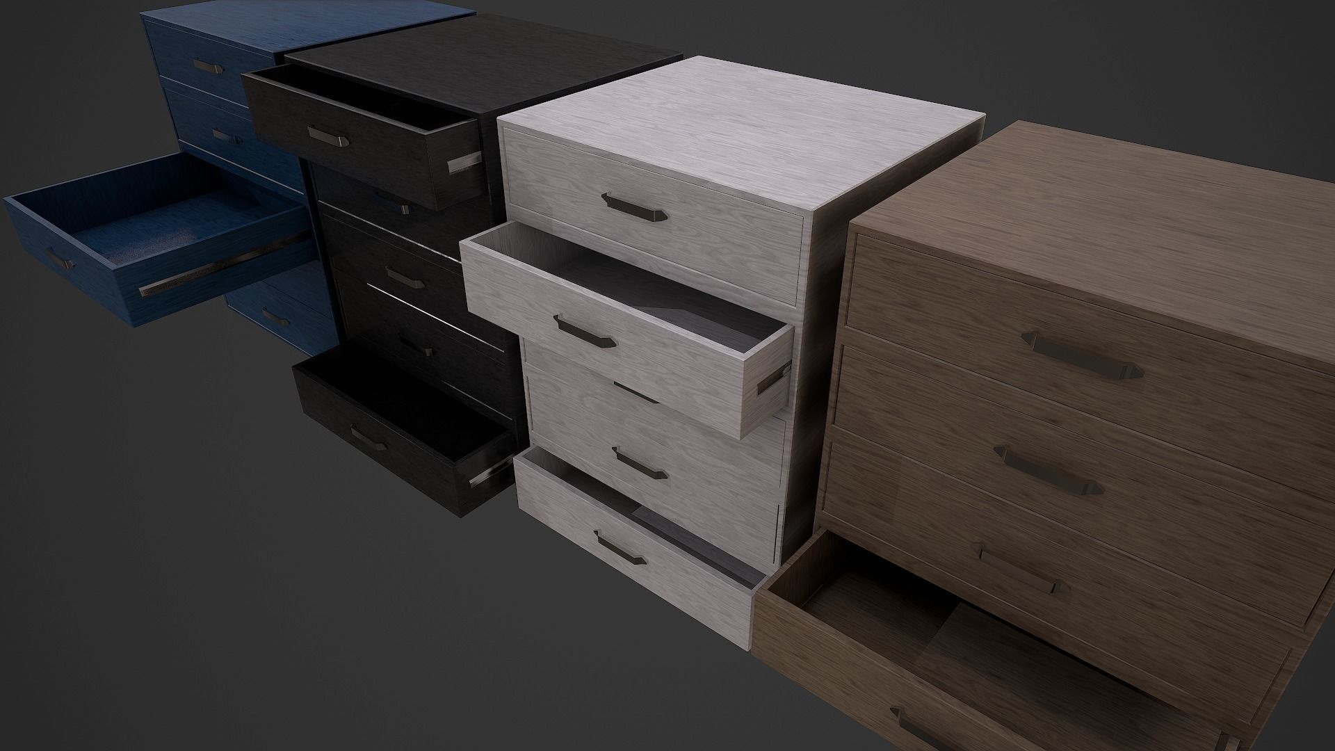3D model Dresser Draw Unit - 4 Textured Versions VR / AR / low-poly ...