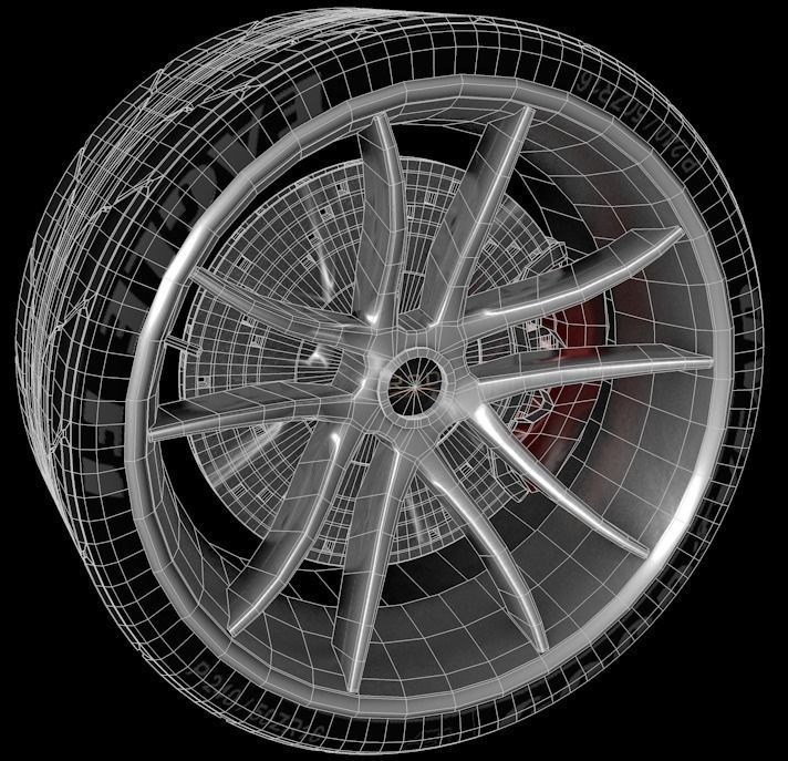 5 Spoke Sports Racing Car Tire and Wheel free VR / AR / low-poly 3D ...