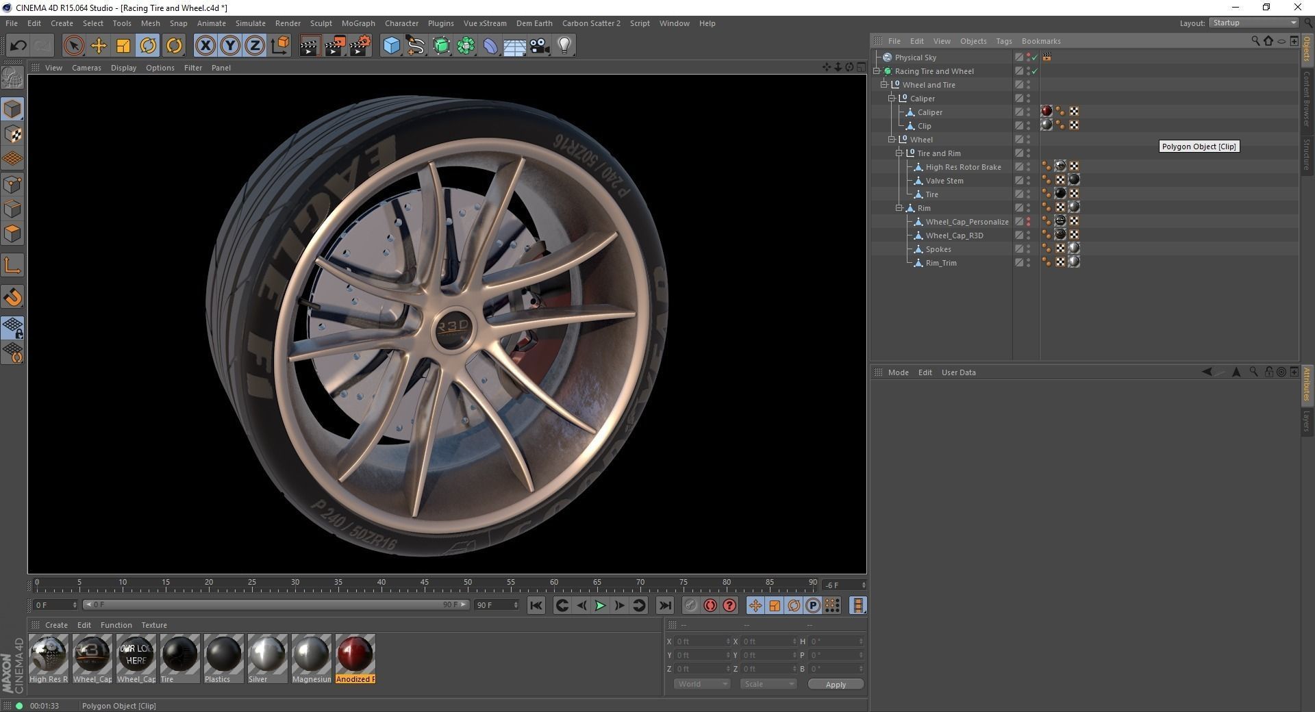 5 Spoke Sports Racing Car Tire and Wheel free VR / AR / low-poly 3D ...
