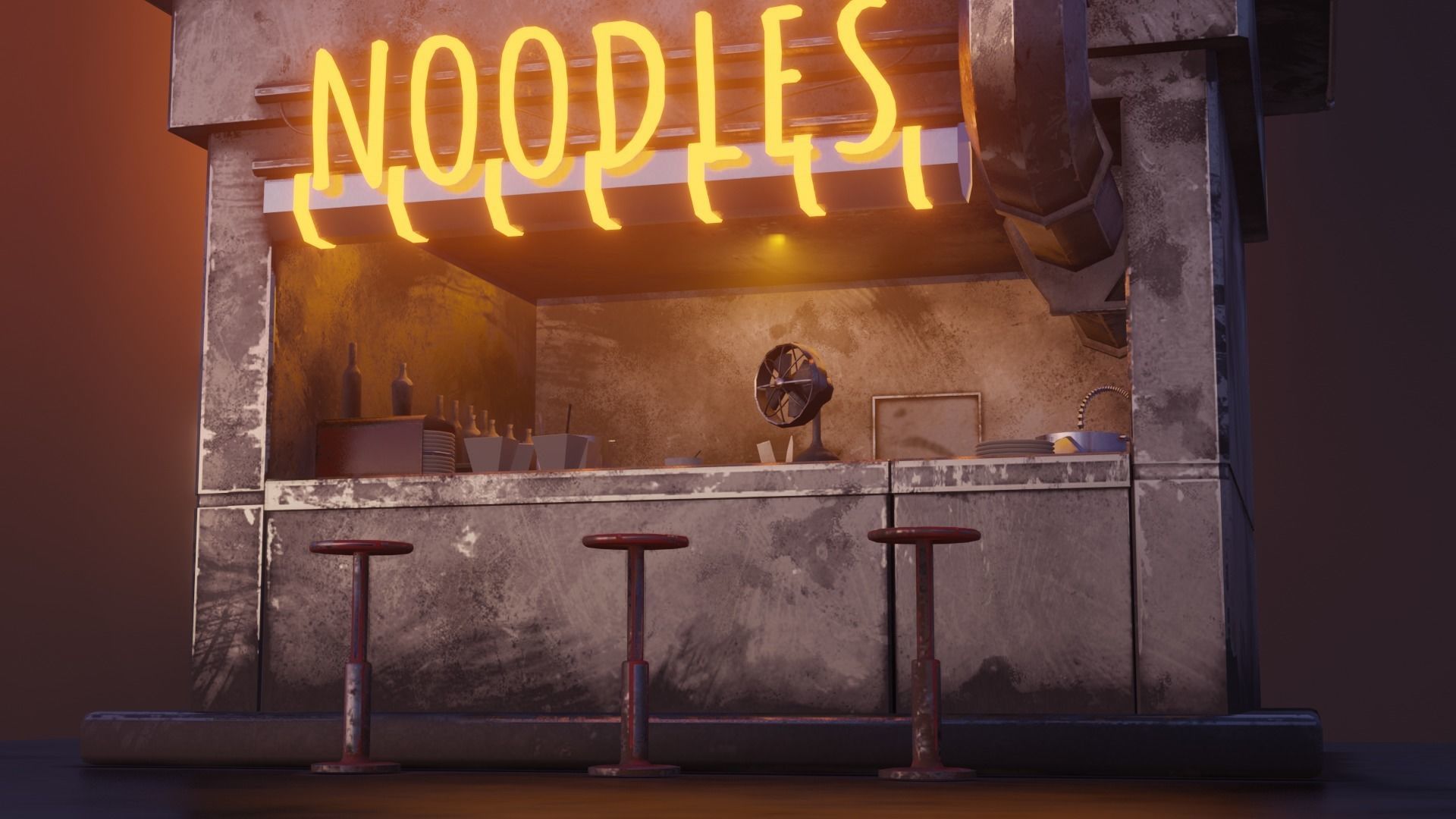 3D model Noodle Shop VR / AR / low-poly | CGTrader