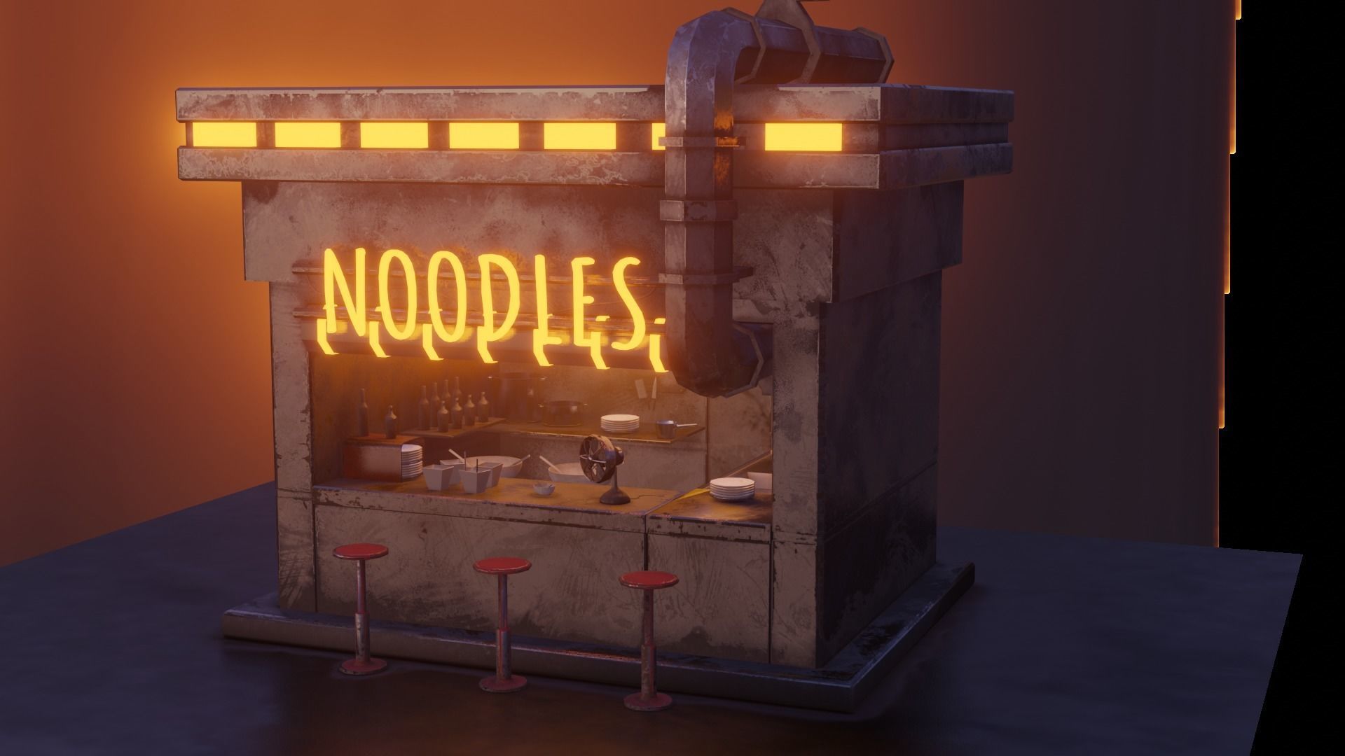 3D model Noodle Shop VR / AR / low-poly | CGTrader