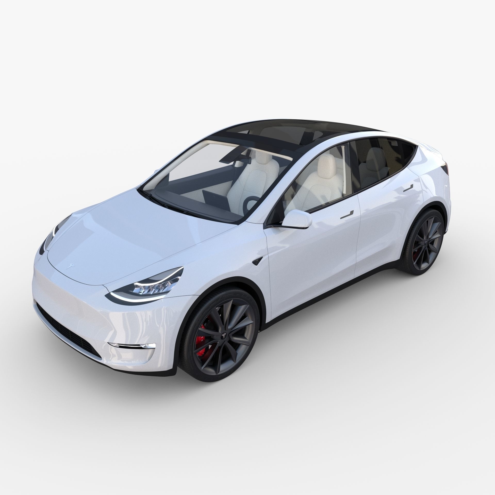 Tesla Model Y White with interior 3D model | CGTrader