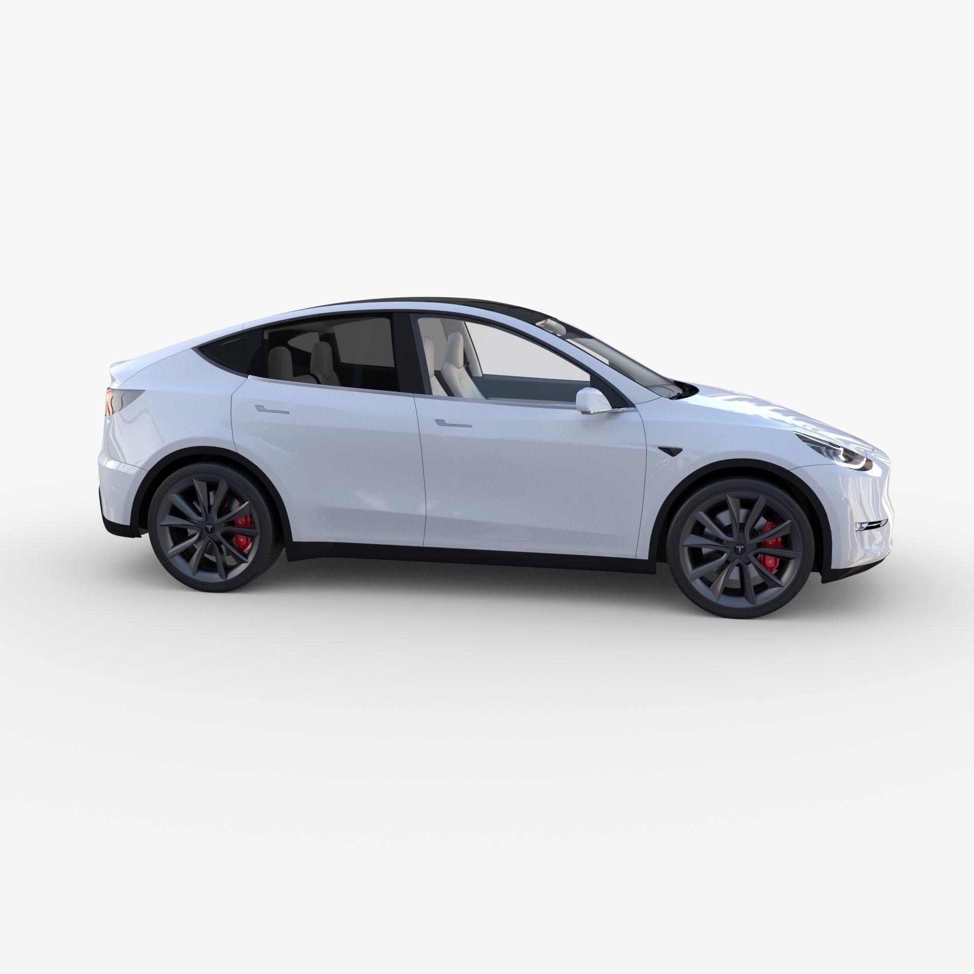 Tesla Model Y White with interior 3D model | CGTrader