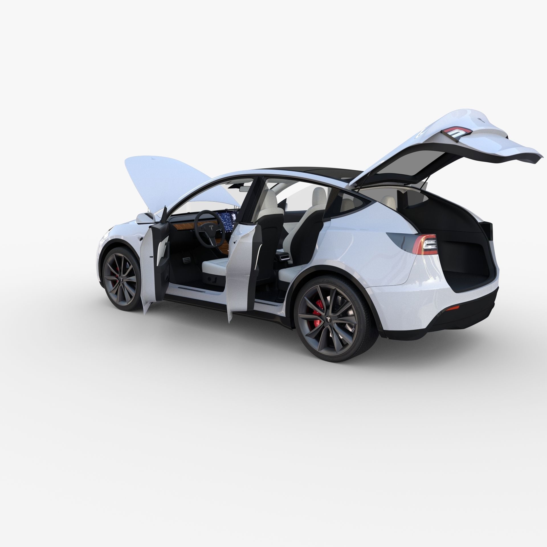 Tesla Model Y White with interior 3D model | CGTrader