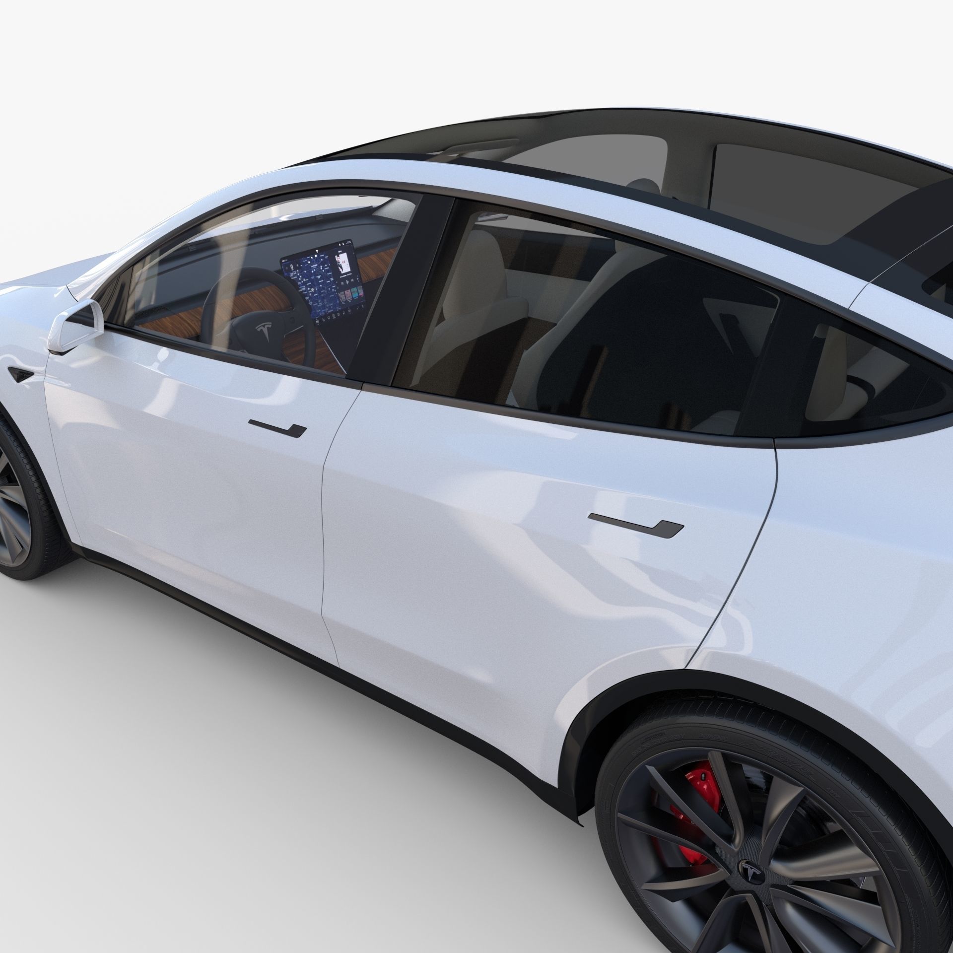 Tesla Model Y White with interior 3D model | CGTrader