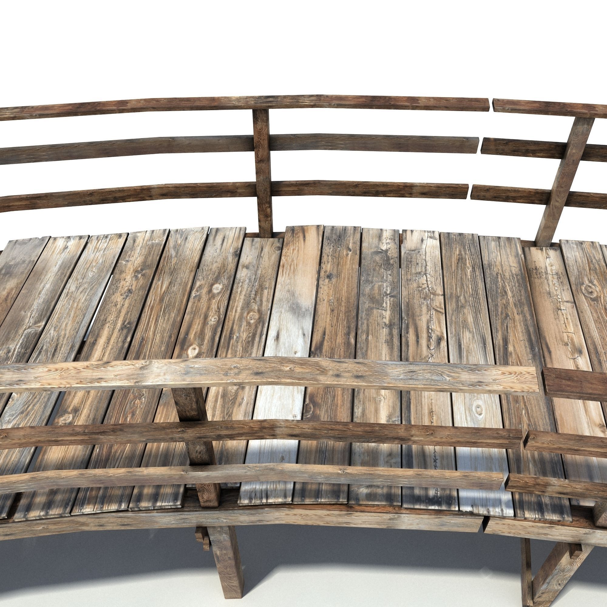 3D model Footbridge Low Poly curved wooden bridge VR / AR / low-poly ...