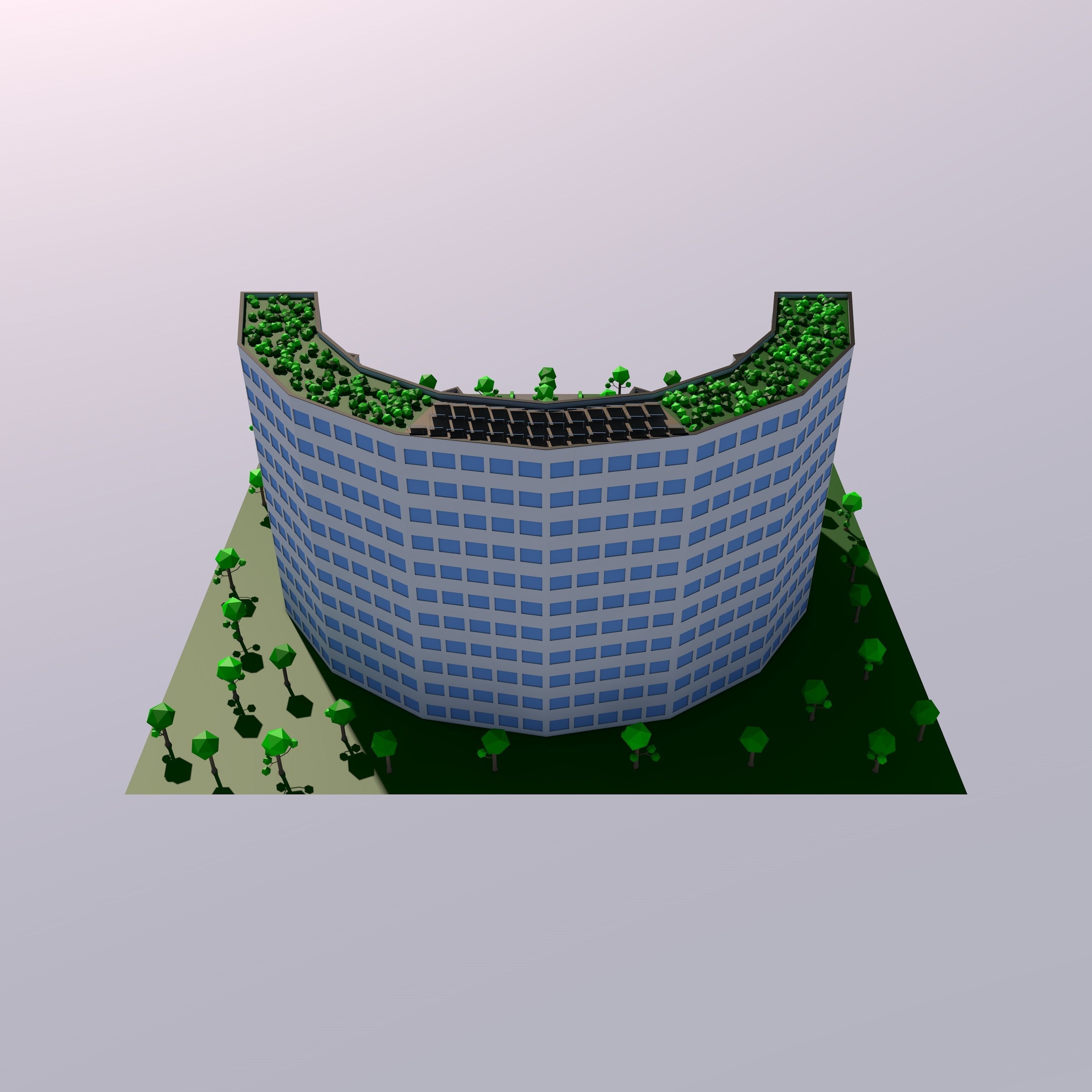3D model hopital lowpoly hospital building with roof VR / AR / low-poly ...