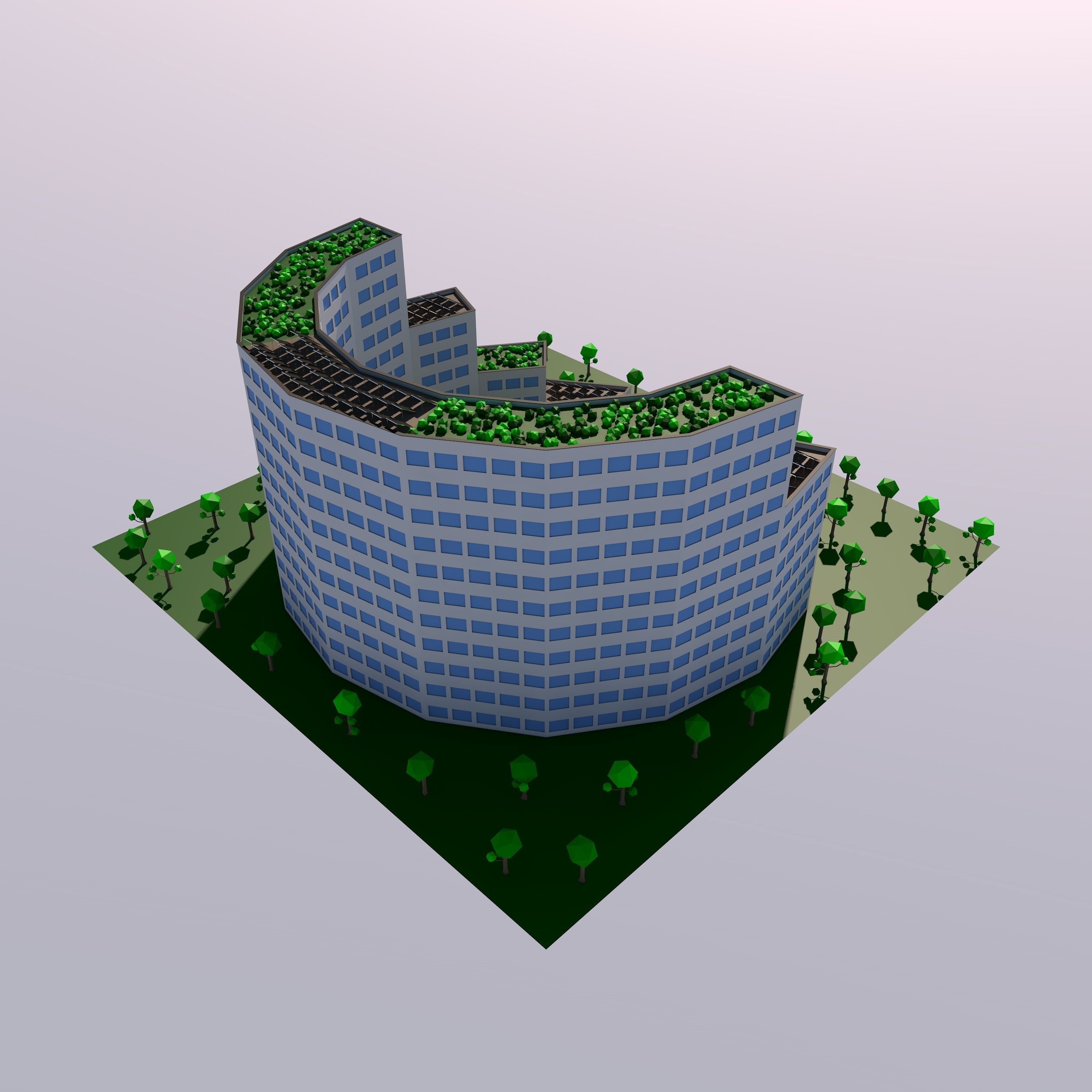 3D model hopital lowpoly hospital building with roof VR / AR / low-poly ...
