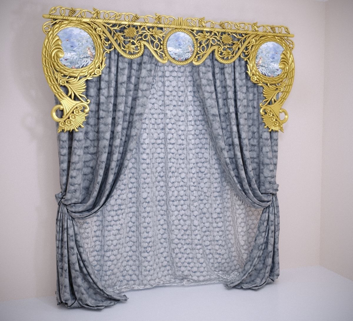 Wooden CNC Crown curtain 3D model | CGTrader
