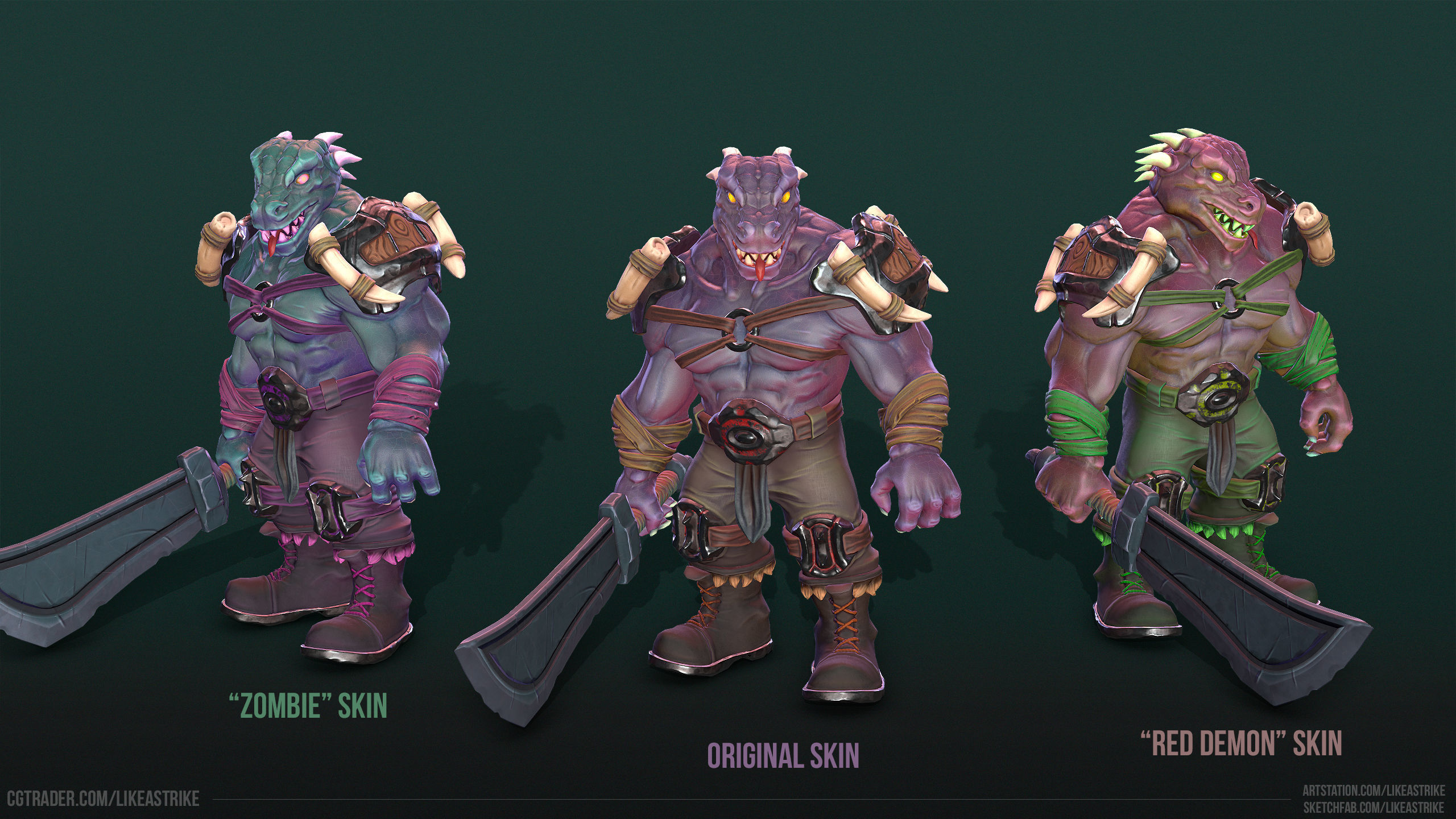 3D model Caiman - animated game-ready character VR / AR / low-poly ...