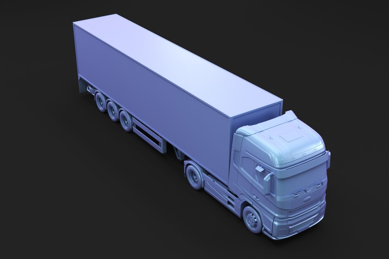 Semi truck with white trailer 3D model | CGTrader