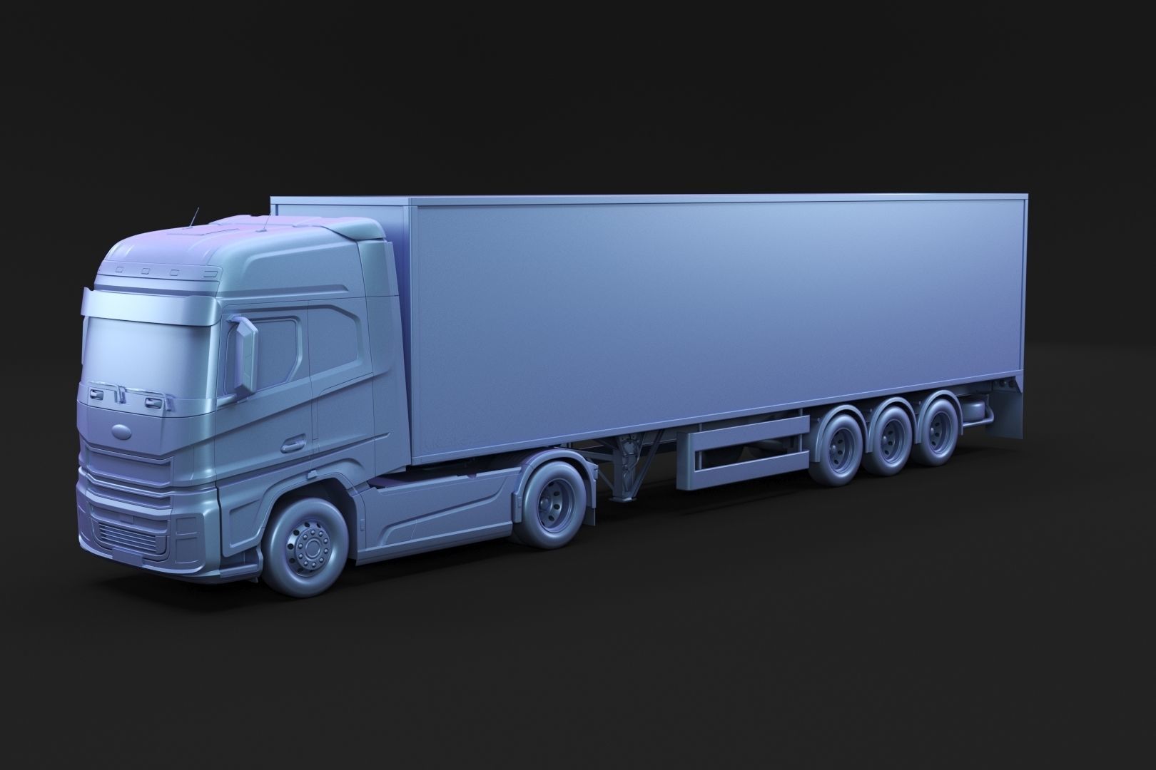 Semi truck with white trailer 3D model | CGTrader