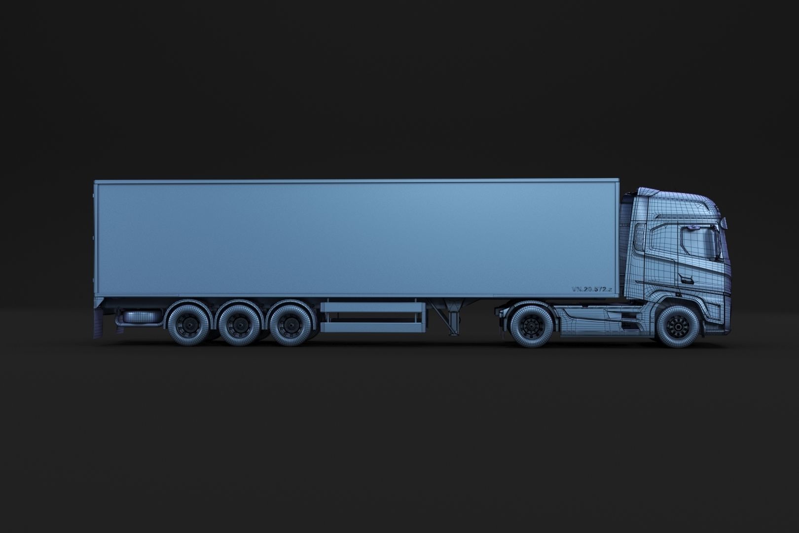 Semi truck with white trailer 3D model | CGTrader