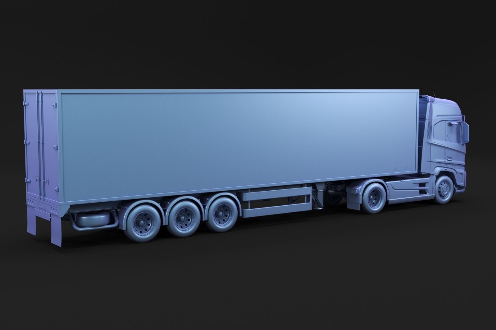 Semi truck with white trailer 3D model | CGTrader