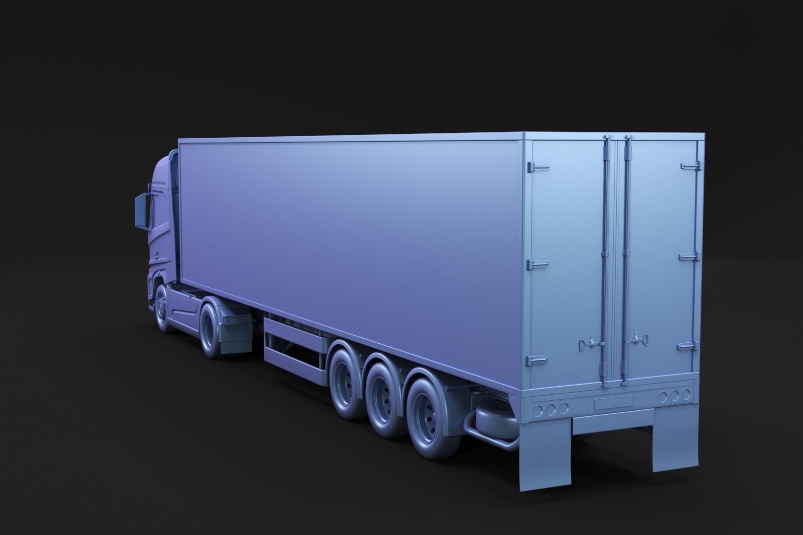 Semi truck with white trailer 3D model | CGTrader