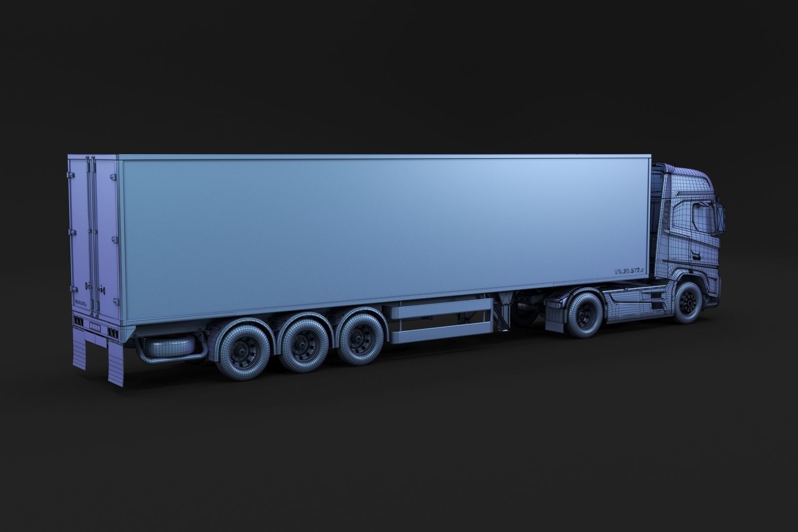 Semi truck with white trailer 3D model | CGTrader