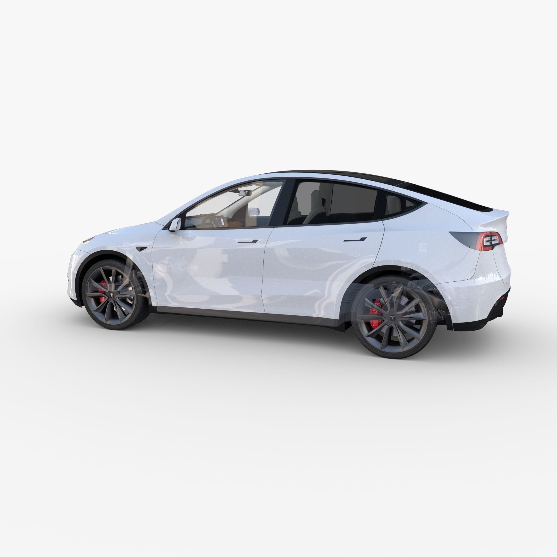 Tesla Model Y AWD White with interior and chassis 3D model | CGTrader