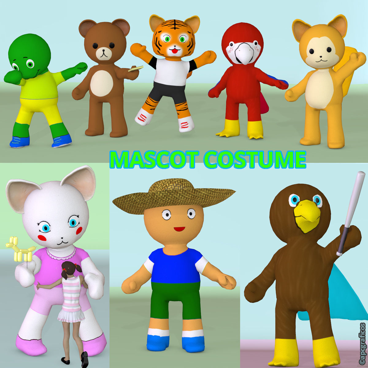 Mascot Costume 3D model rigged | CGTrader