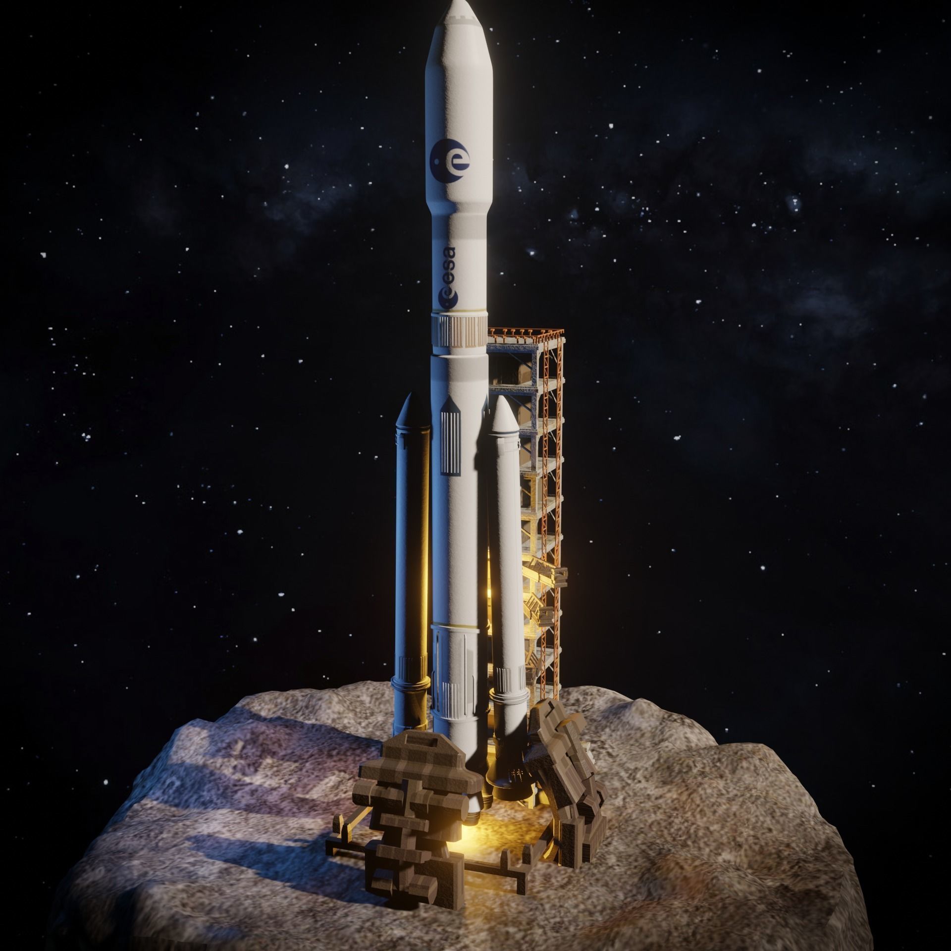 ESA Rocket textured and rigged 3D model animated rigged | CGTrader