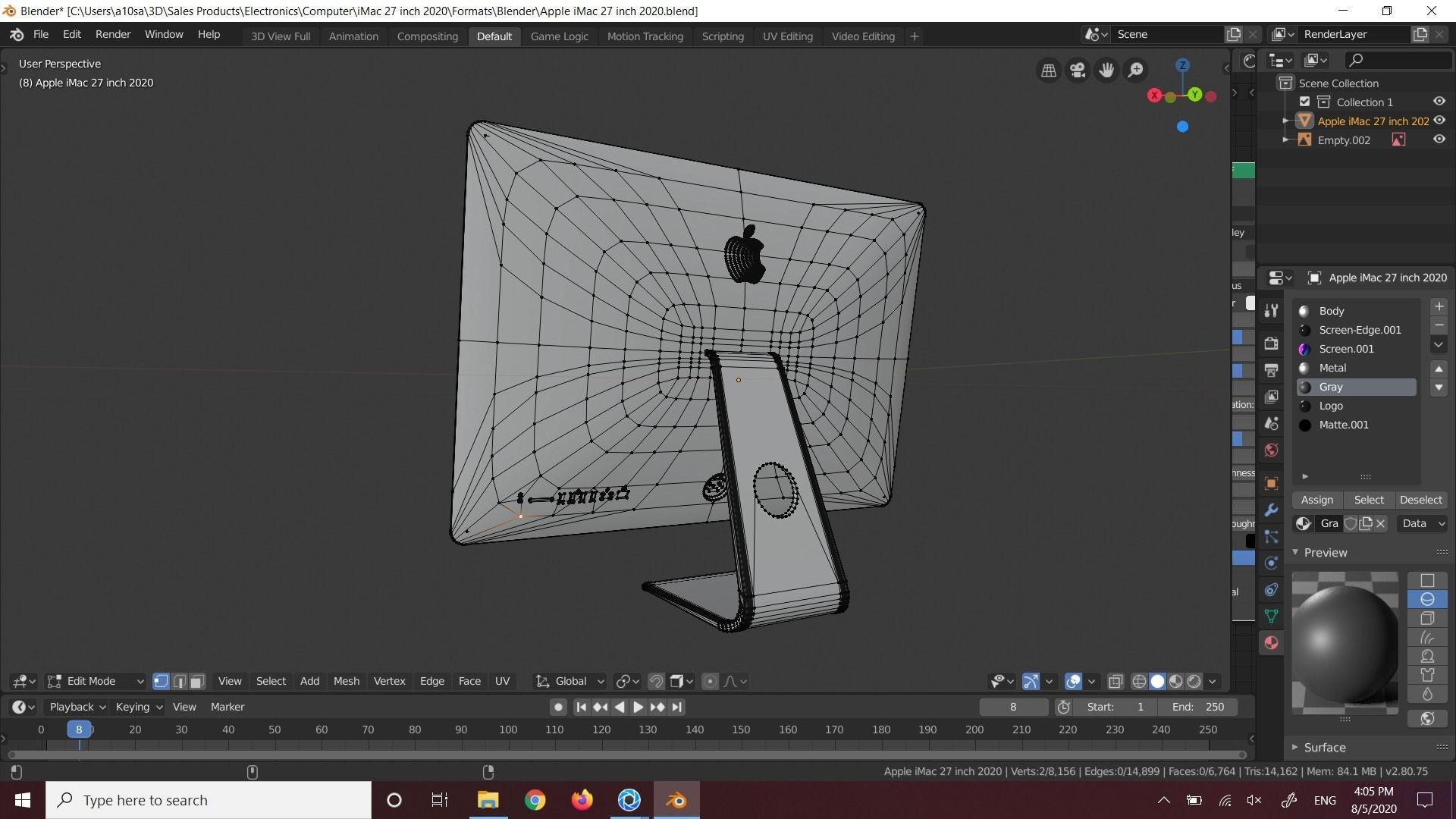 3D model Apple iMac 27 inch 2020 in Official Color VR / AR / low-poly ...