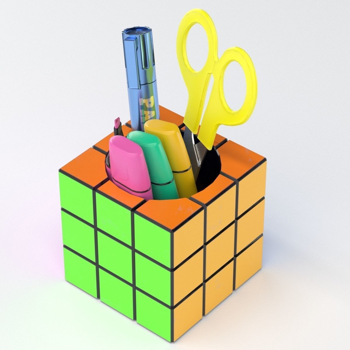 3D model Stationery set in cubes VR / AR / low-poly | CGTrader