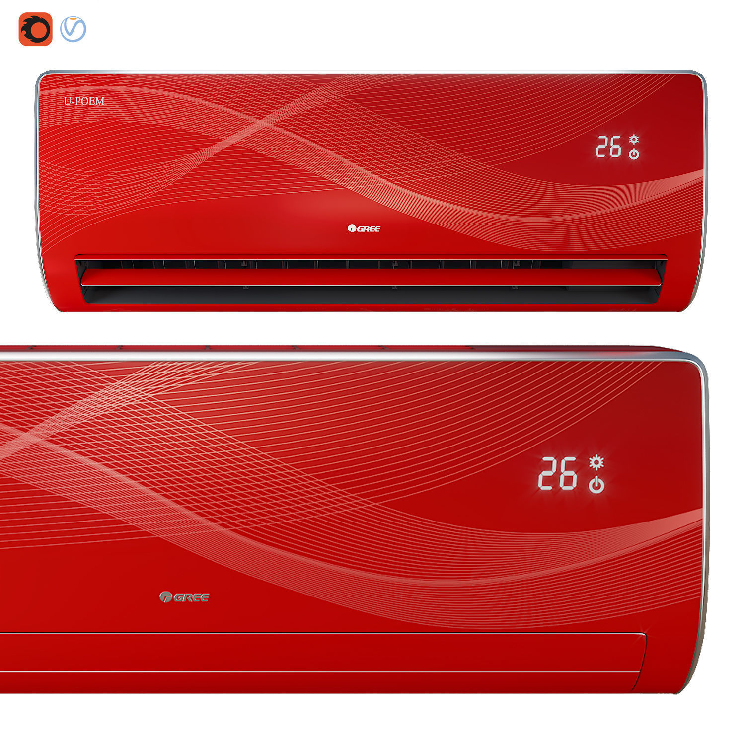 Gree U-Poem Red air conditioner 3D model | CGTrader