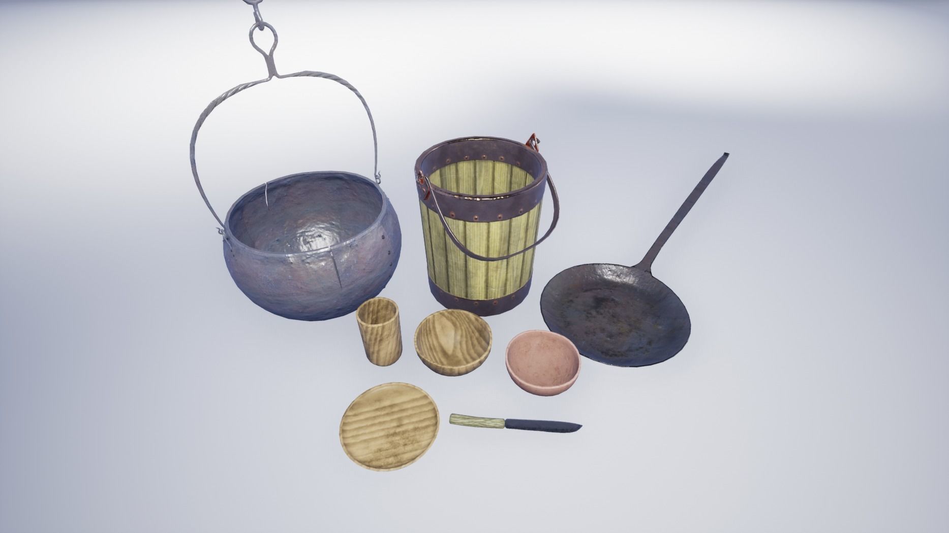 3D model Anglo Saxon Viking Cooking Set VR / AR / low-poly | CGTrader