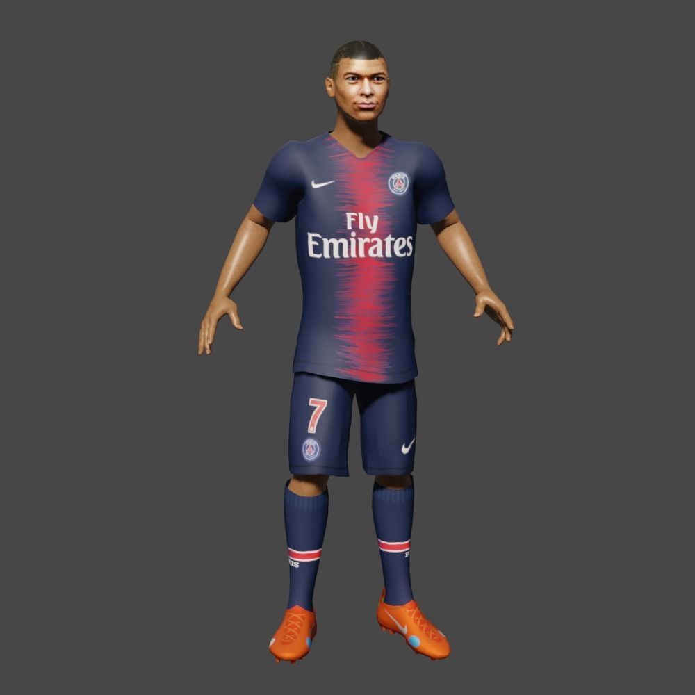 MBappe paris saint-germain 3D model animated rigged | CGTrader