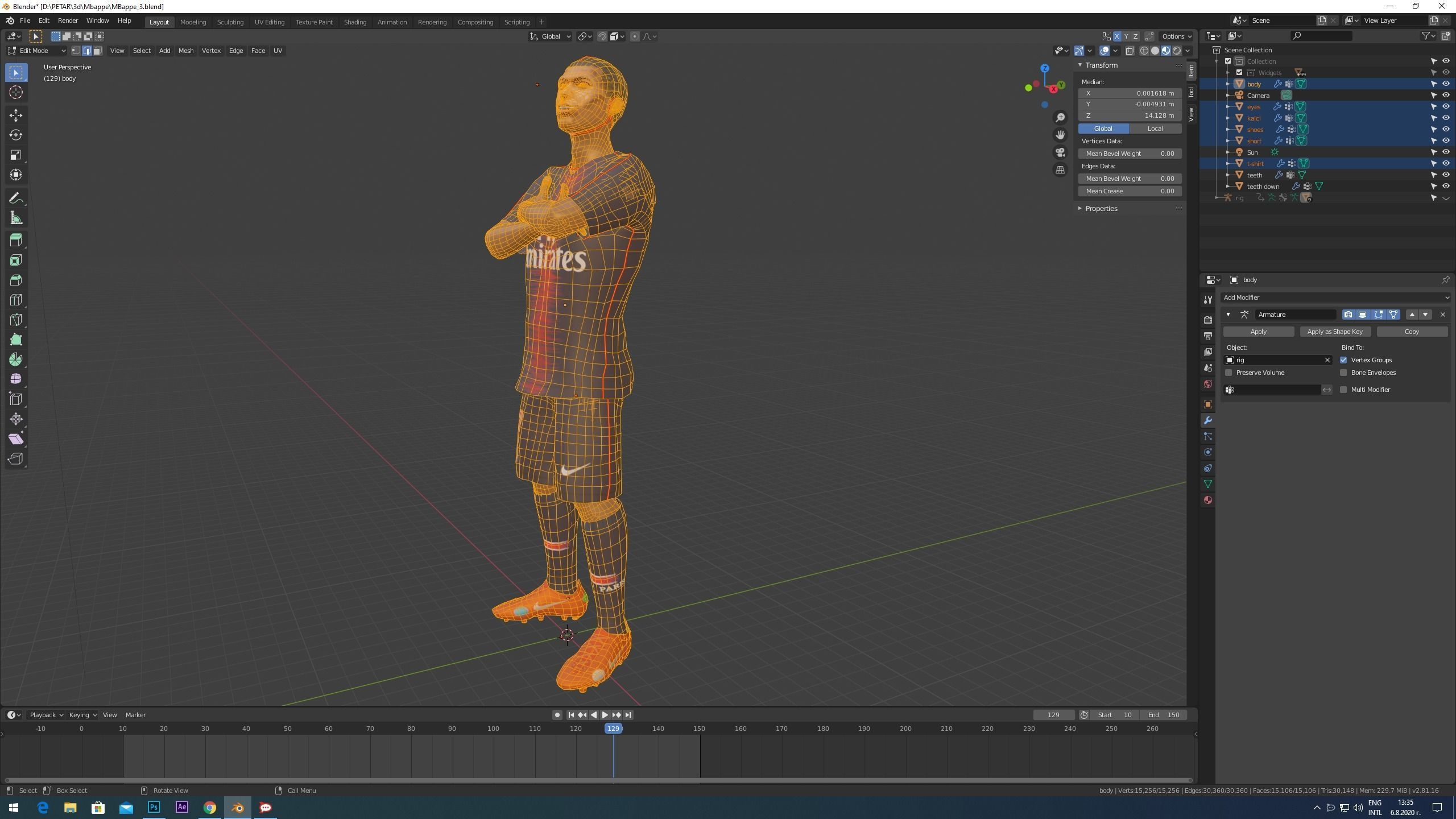 MBappe paris saint-germain 3D model animated rigged | CGTrader