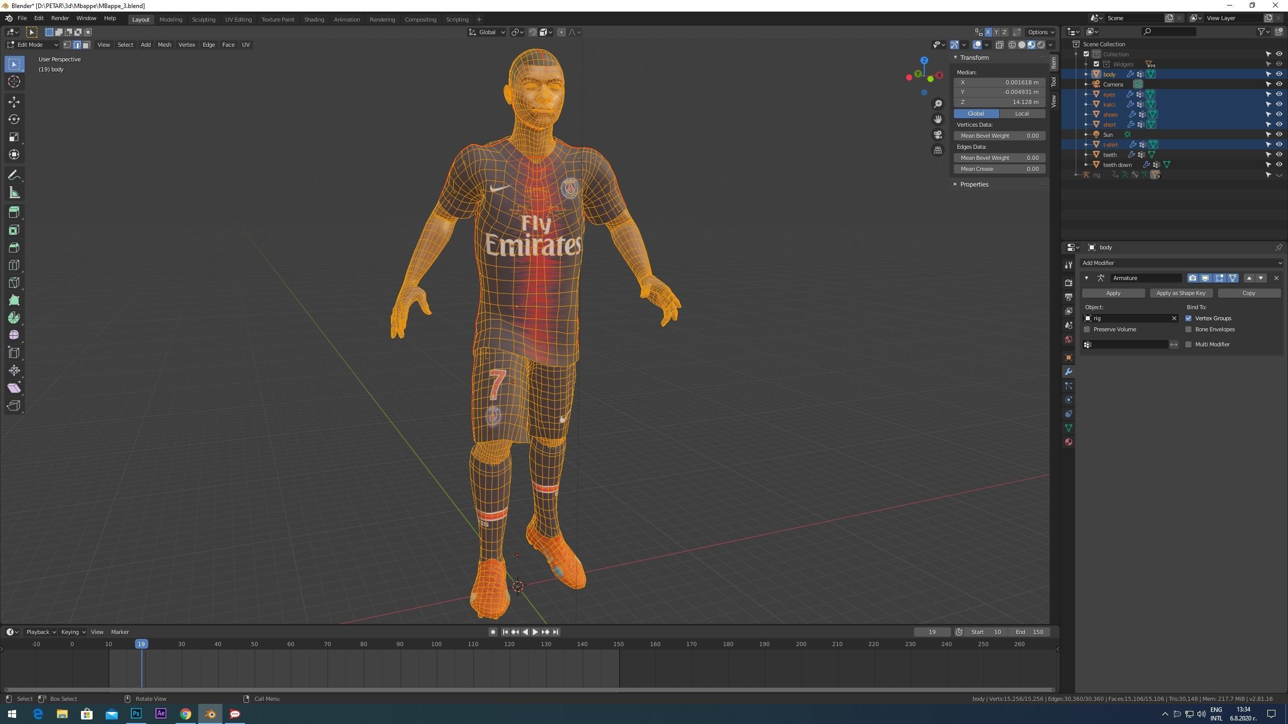MBappe paris saint-germain 3D model animated rigged | CGTrader