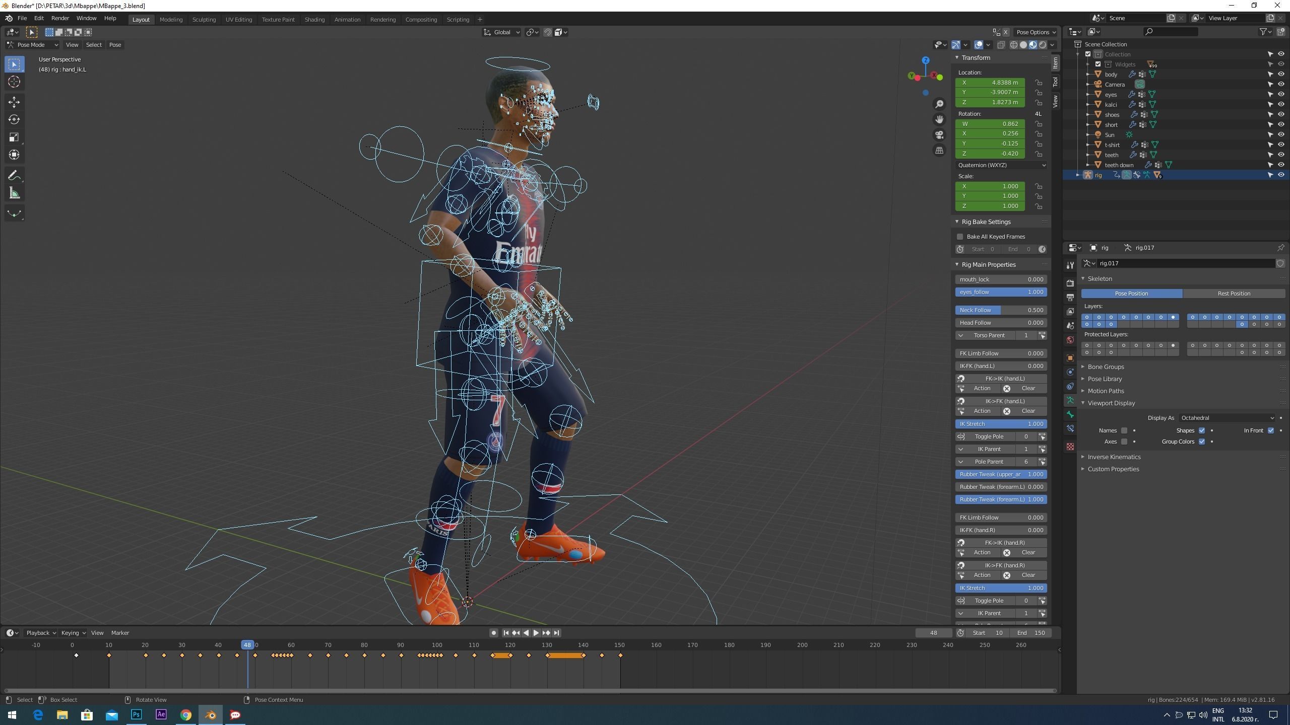 MBappe paris saint-germain 3D model animated rigged | CGTrader