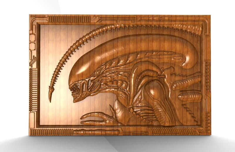 Alien bas-relief CNC 3D model 3D printable | CGTrader