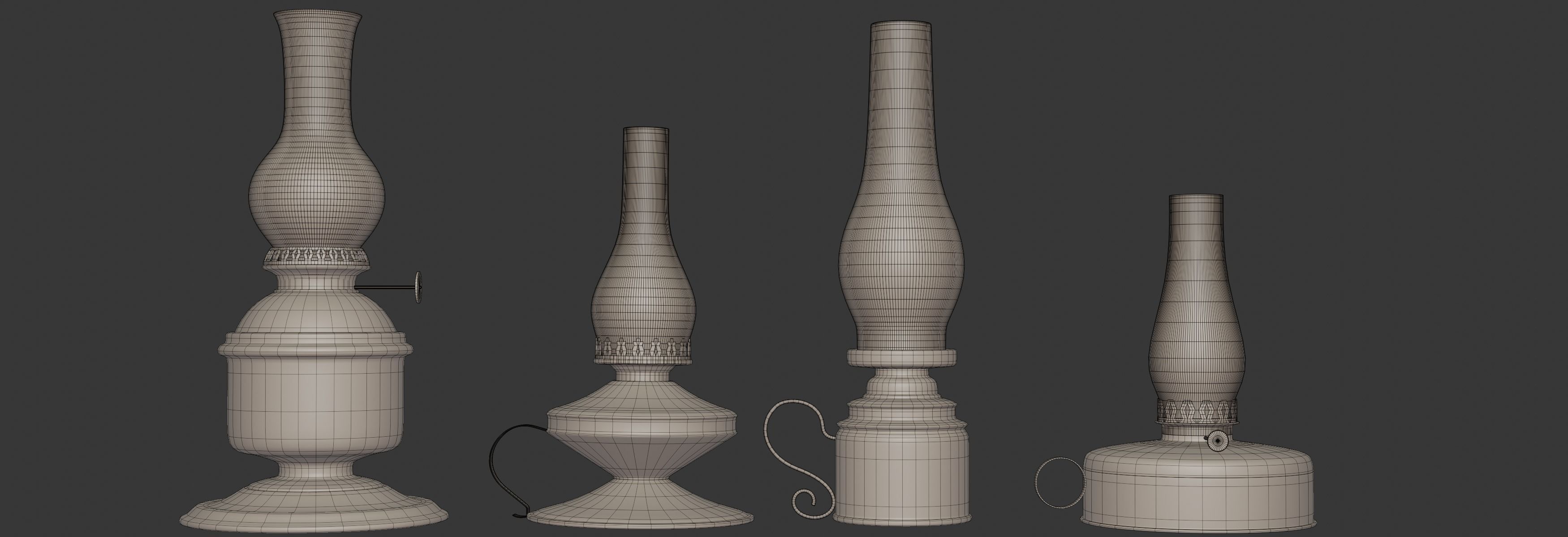 Kerosene lamps set free 3D model | CGTrader