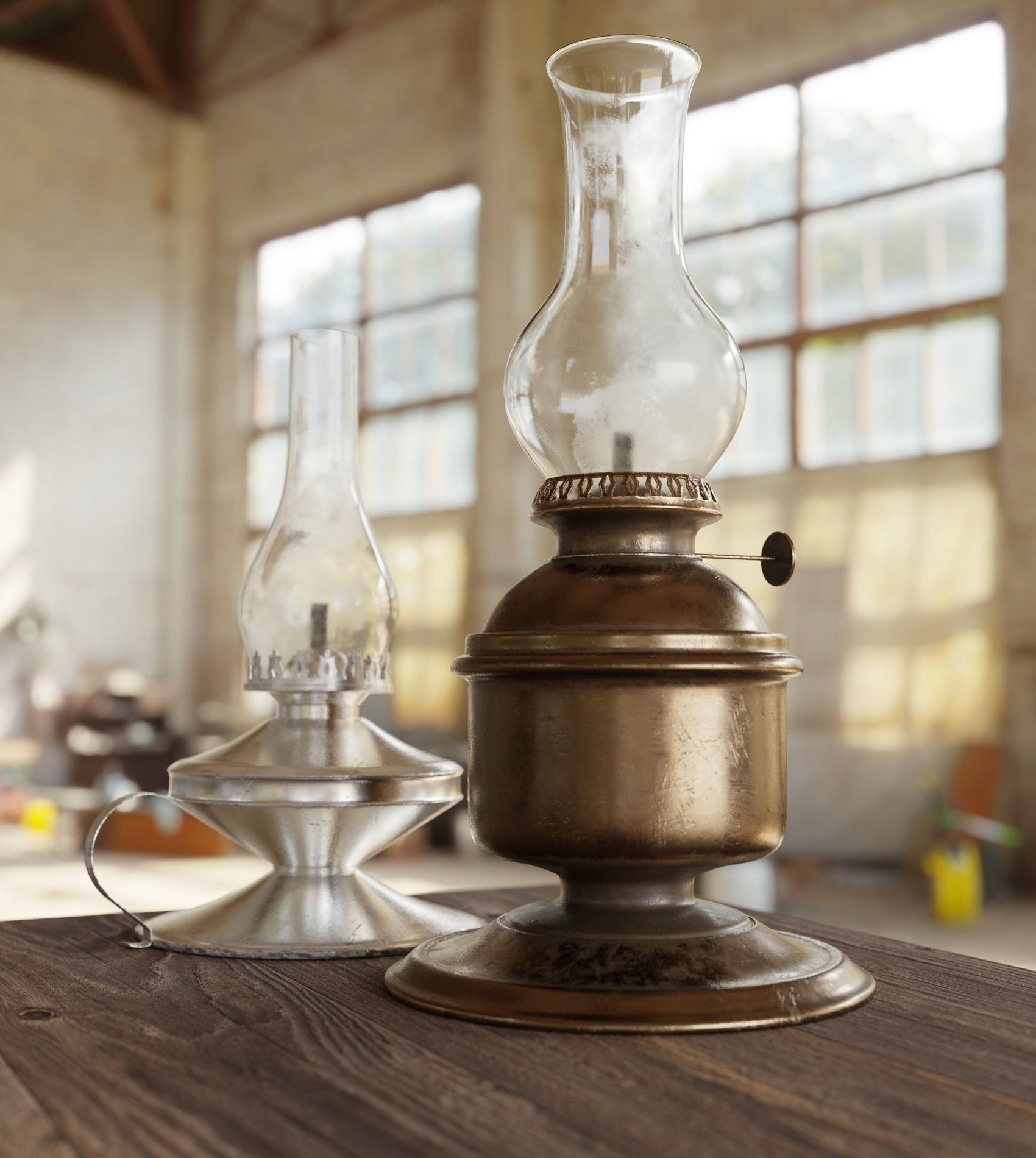 Kerosene lamps set free 3D model | CGTrader