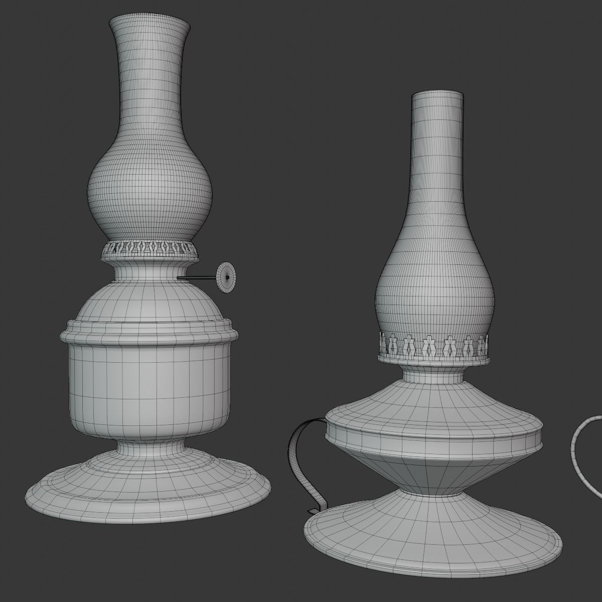 Kerosene lamps set free 3D model | CGTrader