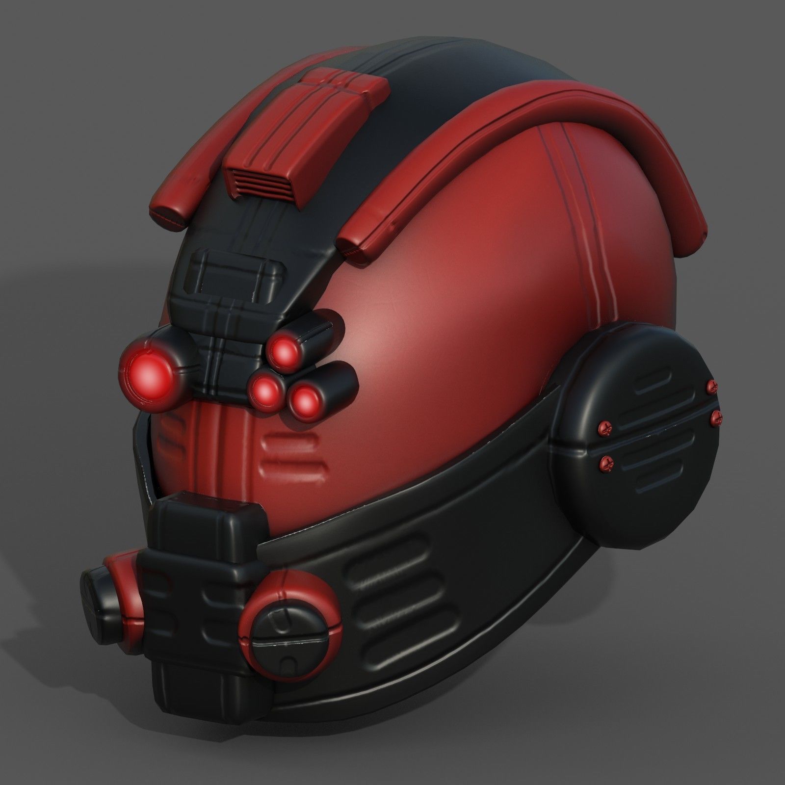 3D model Helmet plastic scifi futuristic military combat VR / AR / low ...