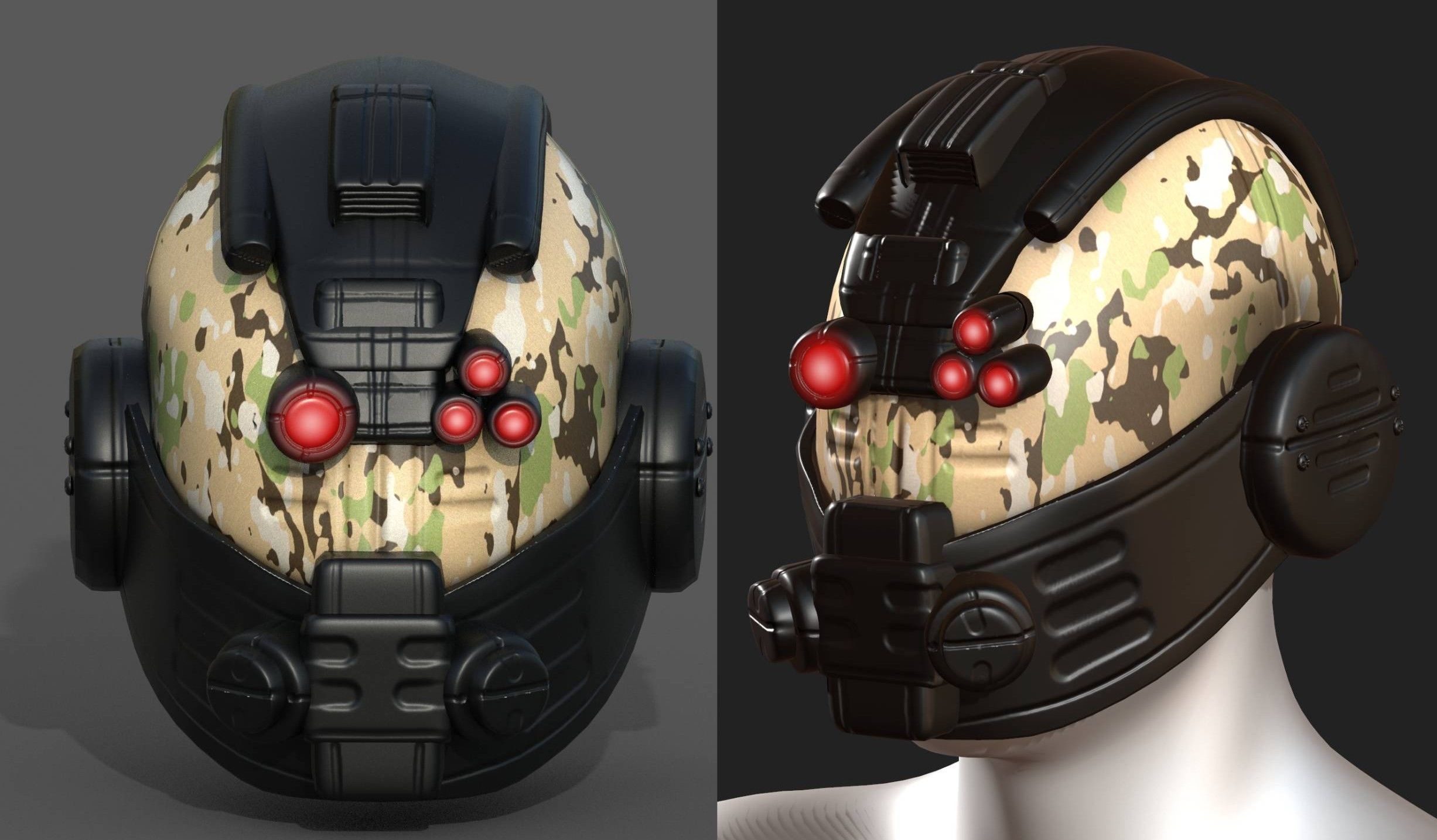 3D model Helmet scifi military futuristic technology fantasy VR / AR ...
