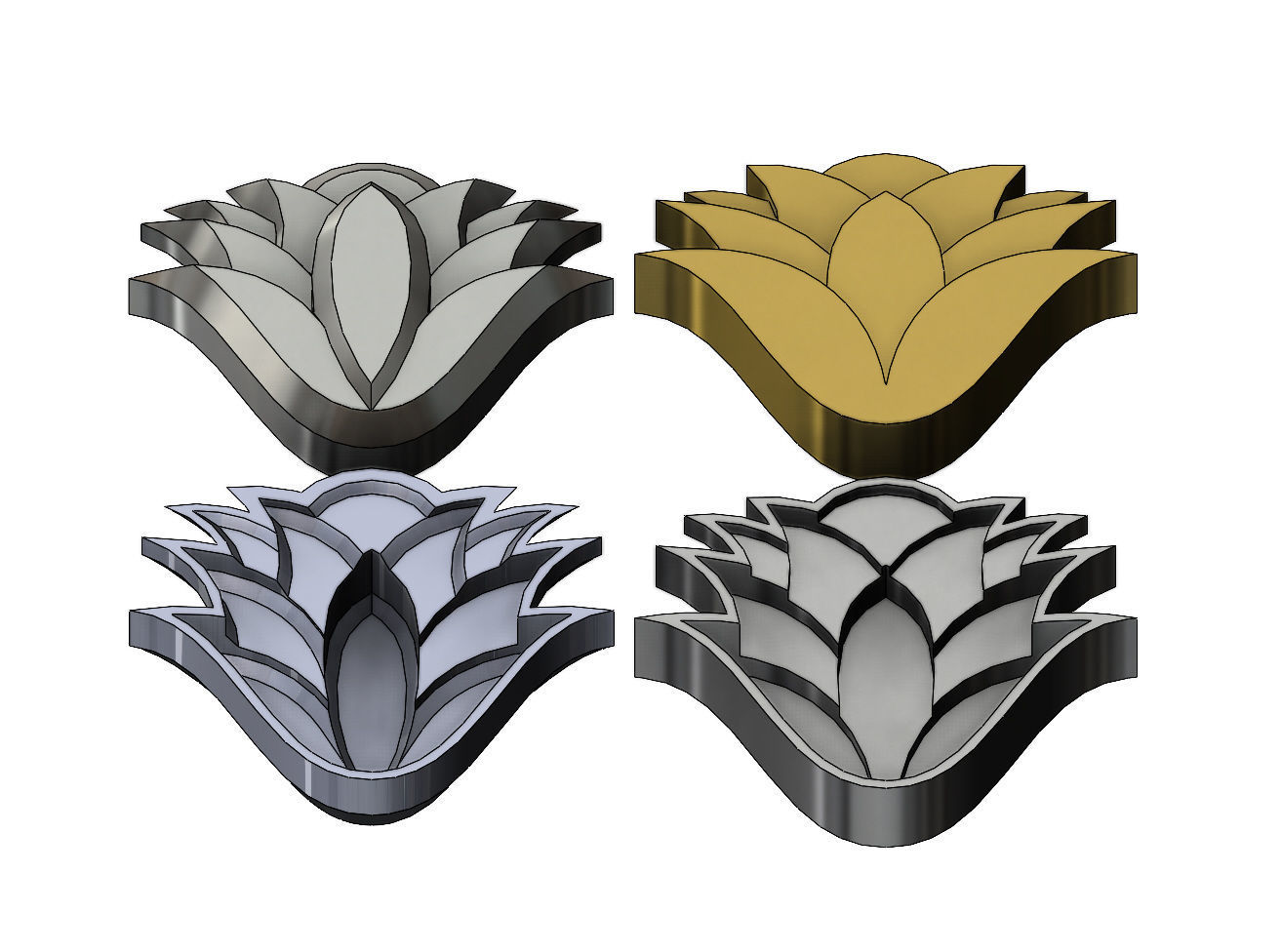 Simplistic Mehndi flower designs 3D model 3D printable | CGTrader