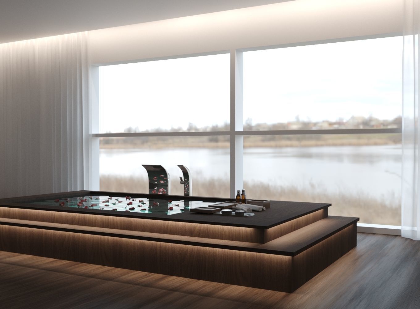 Jacuzzi modern bathroom with river 3D model | CGTrader