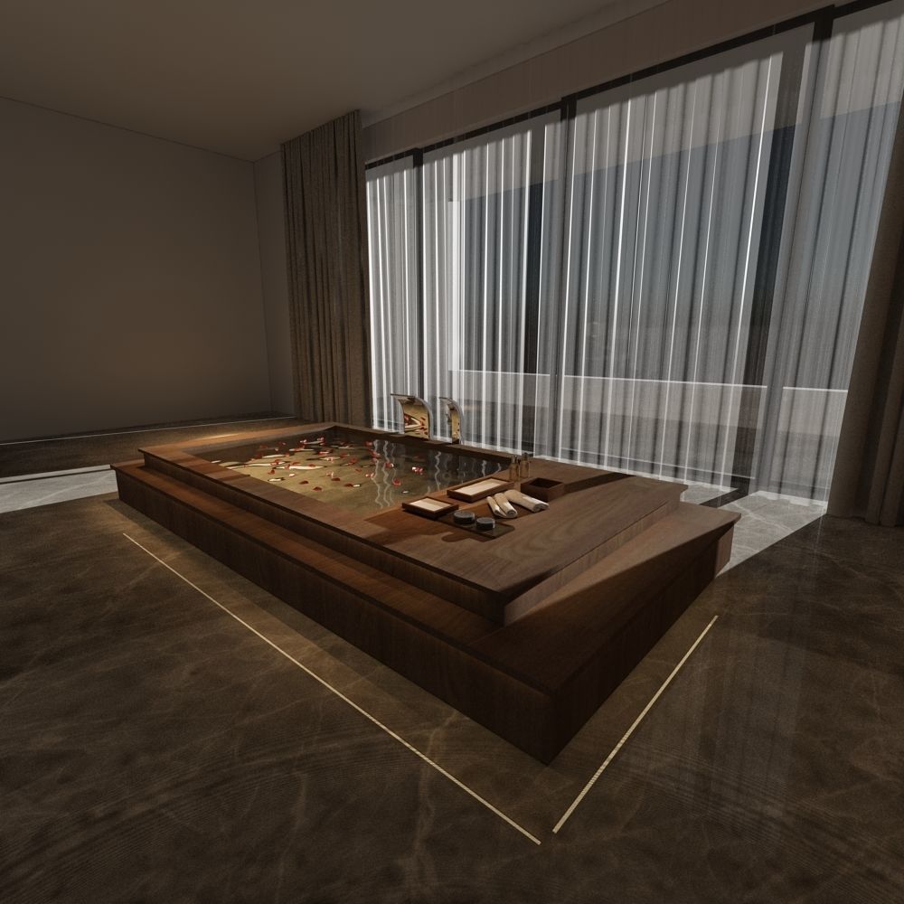Jacuzzi modern bathroom with river 3D model | CGTrader