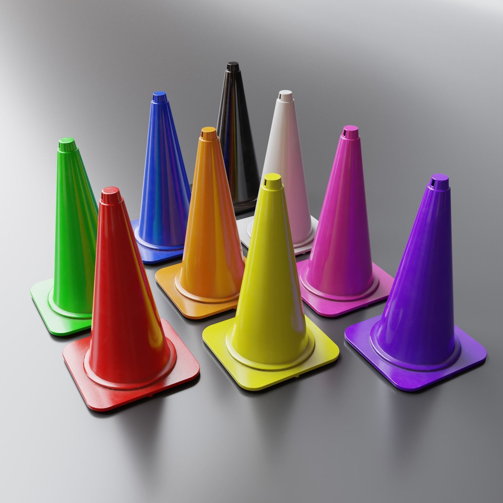 Collored Cone Pack 3D model | CGTrader