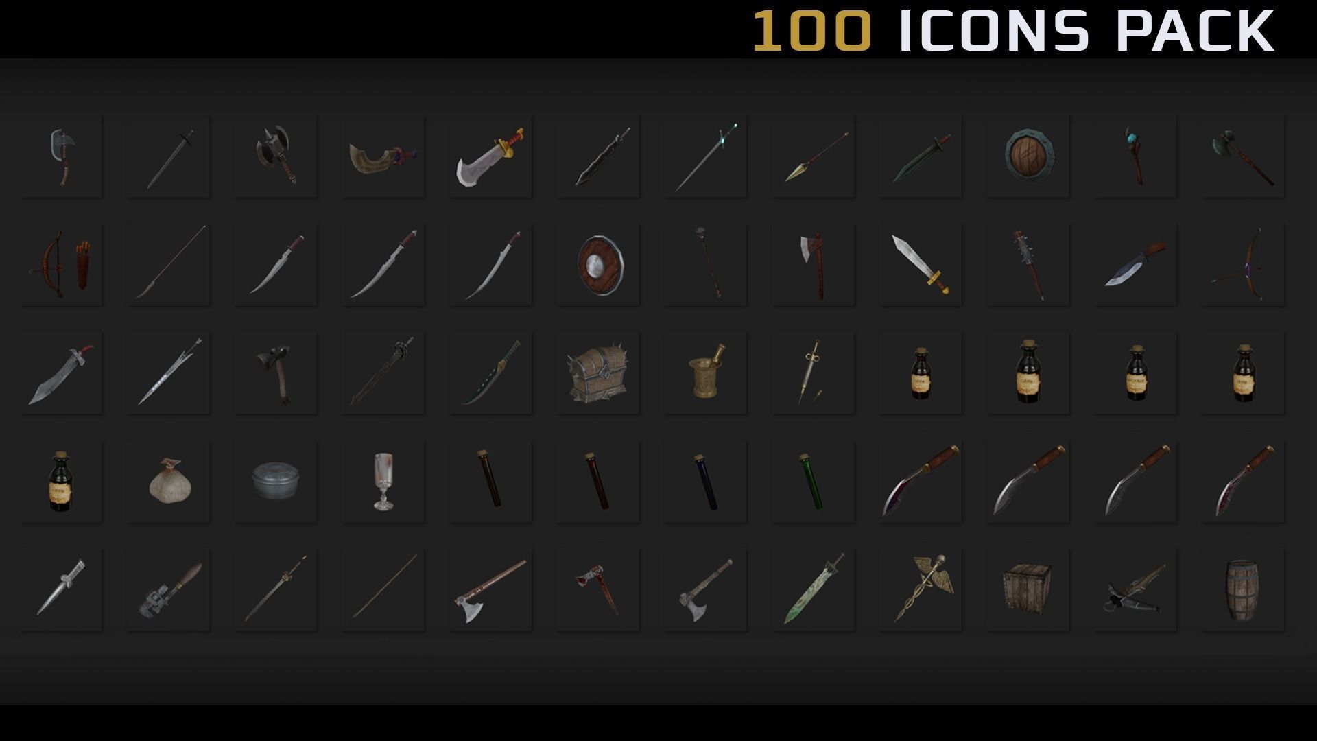 100 ICONS PACK PNG Texture | CGTrader